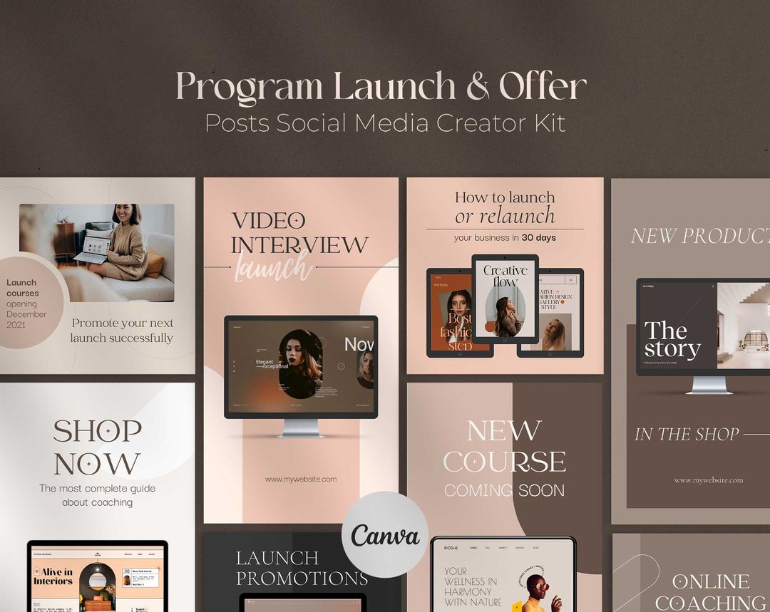 Vogue Program Launch & Offer Posts Social Media Creator Kit Canva Template | Digital Products ...