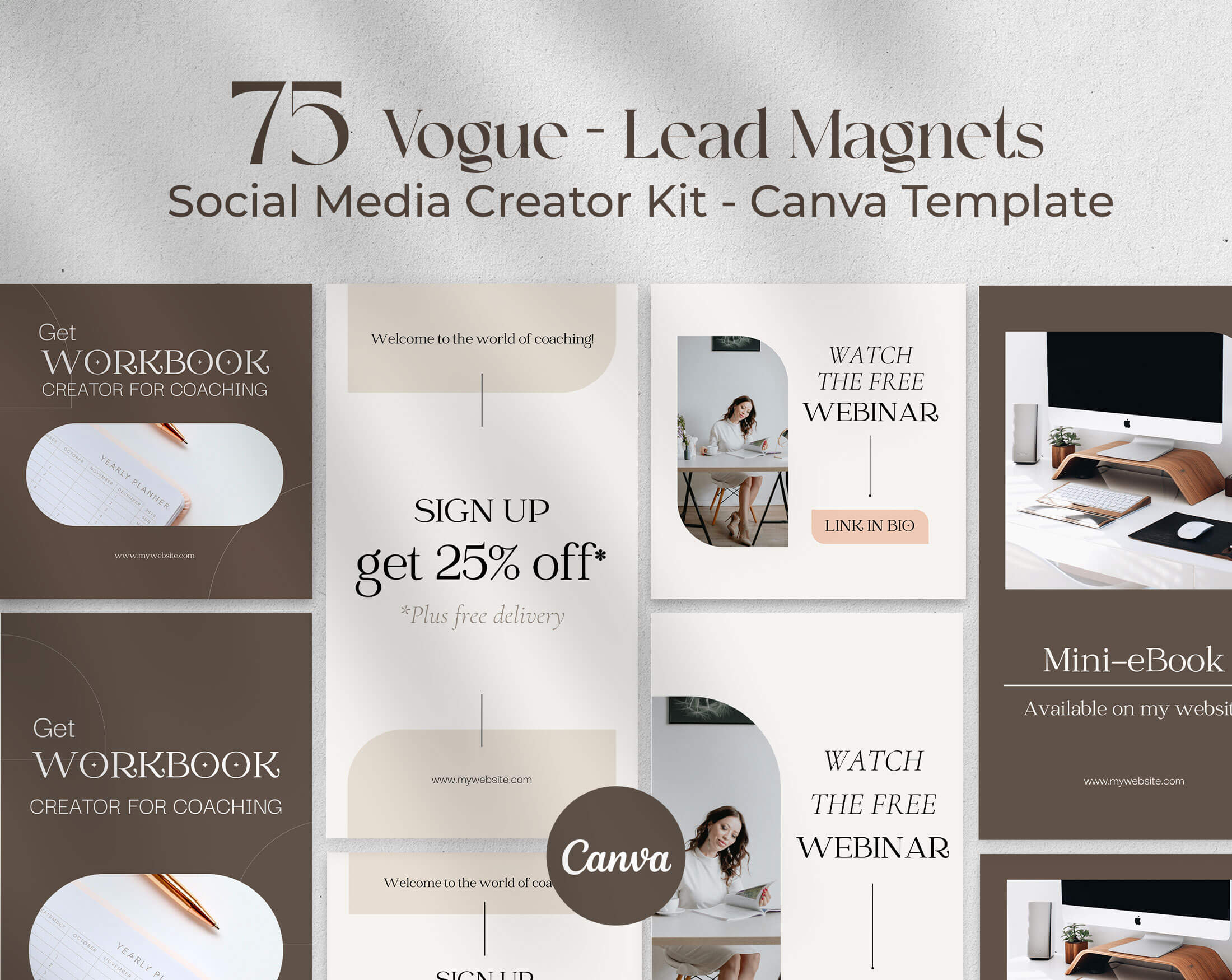 Vogue Lead Magnets Social Media Creator Kit Canva Template | Digital ...