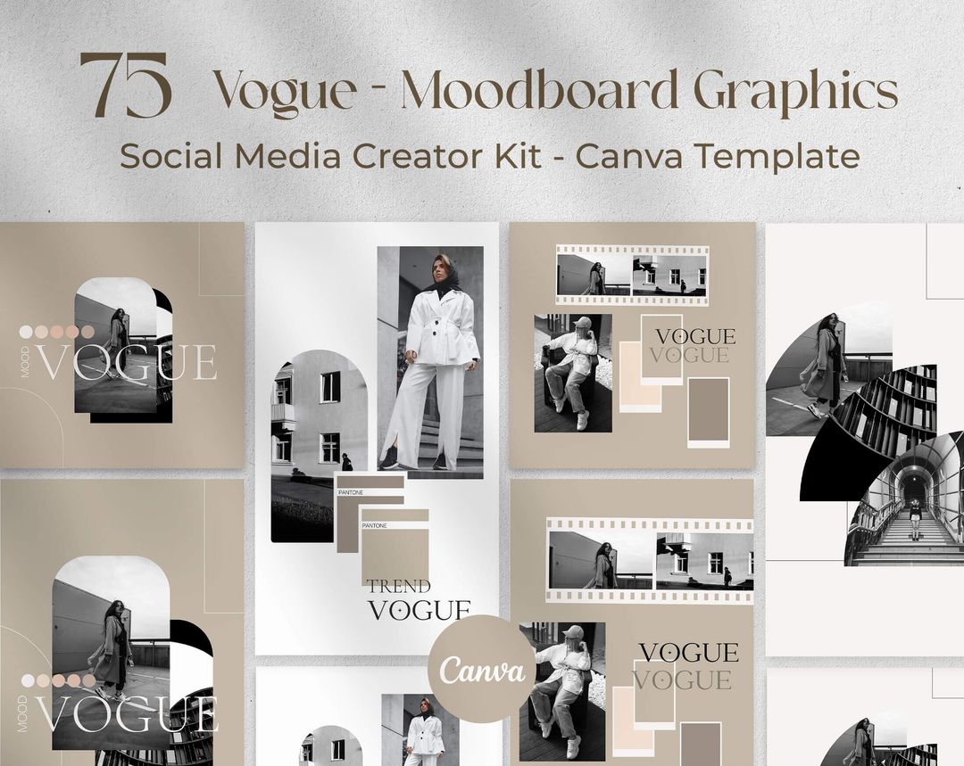 Vogue Moodboard Graphics Social Media Creator Kit Canva Template ...