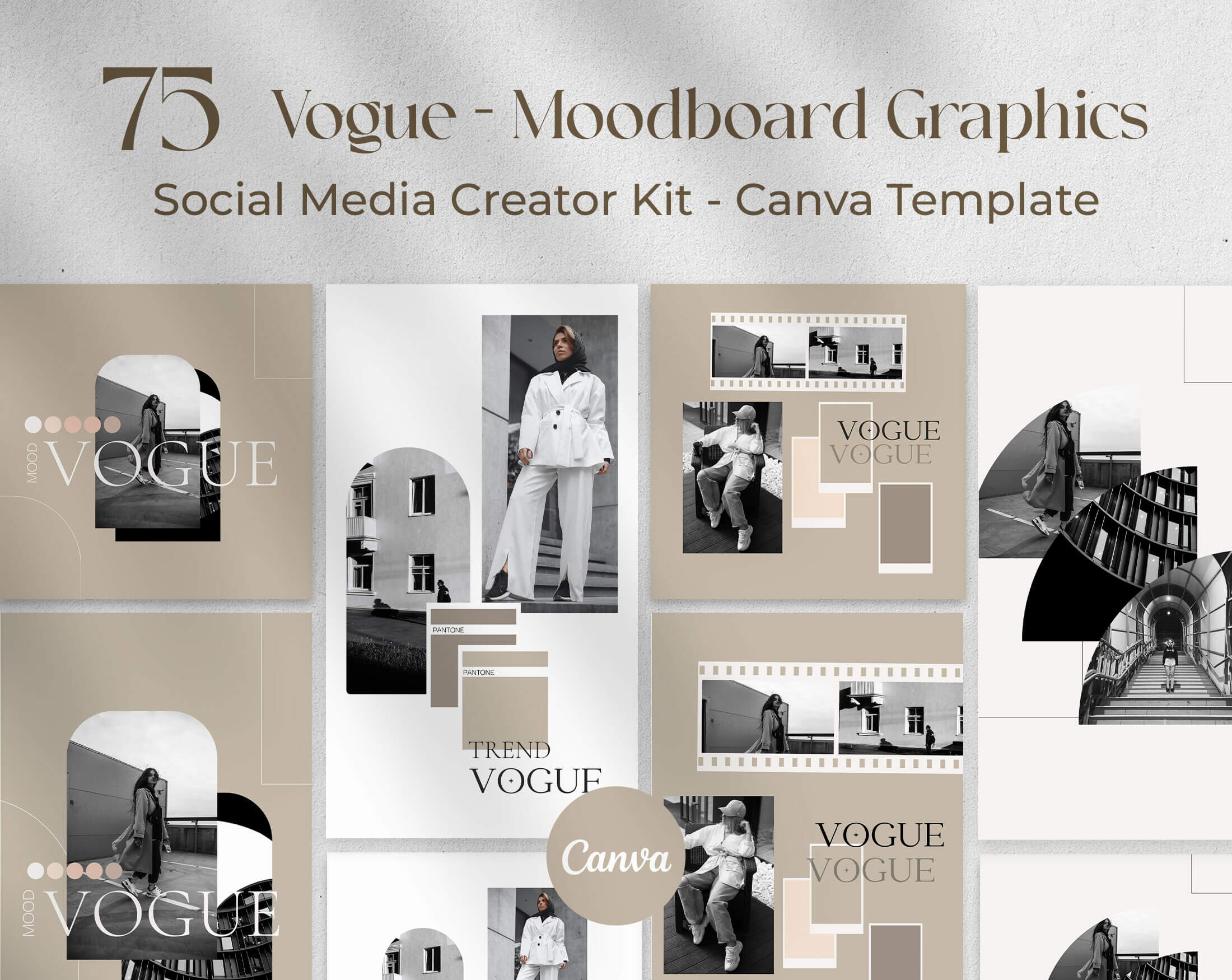 Vogue Moodboard Graphics Social Media Creator Kit Canva Template ...