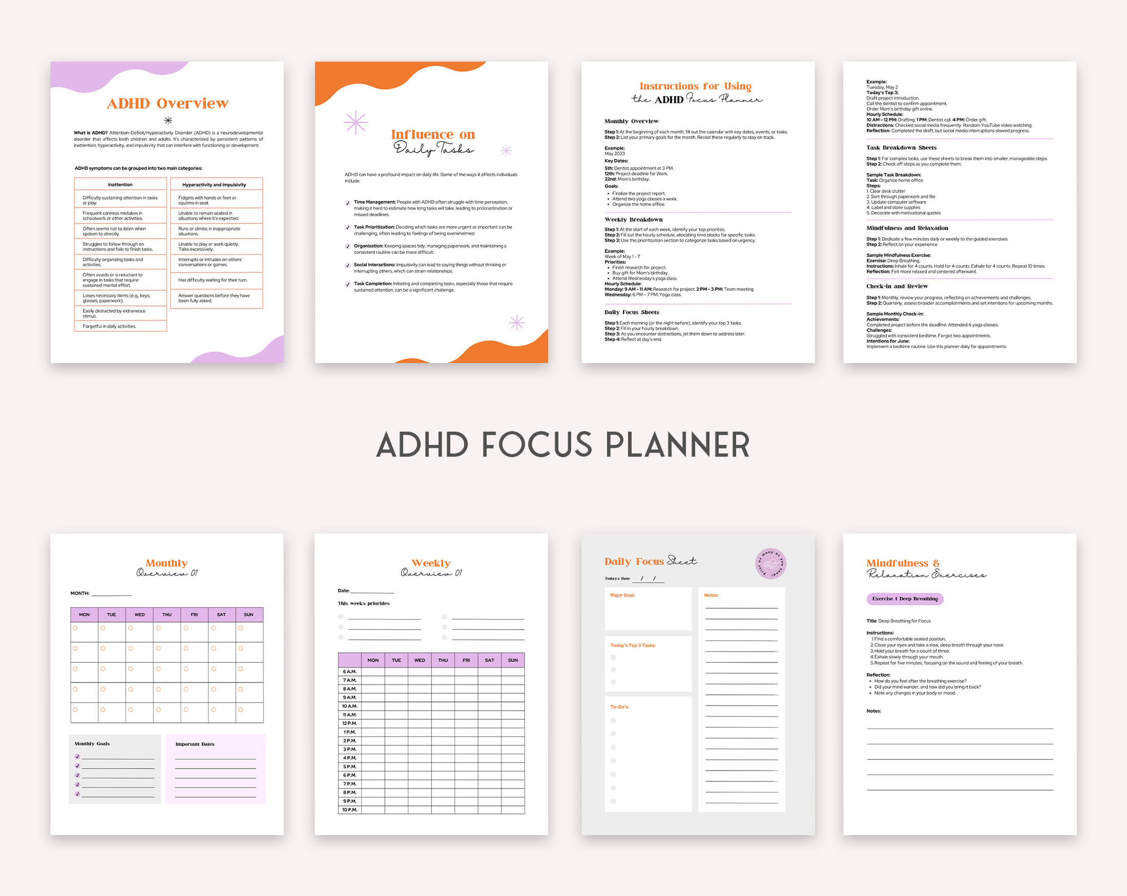 ADHD Focus Planner 110 Printable Pages | Digital Products with ...