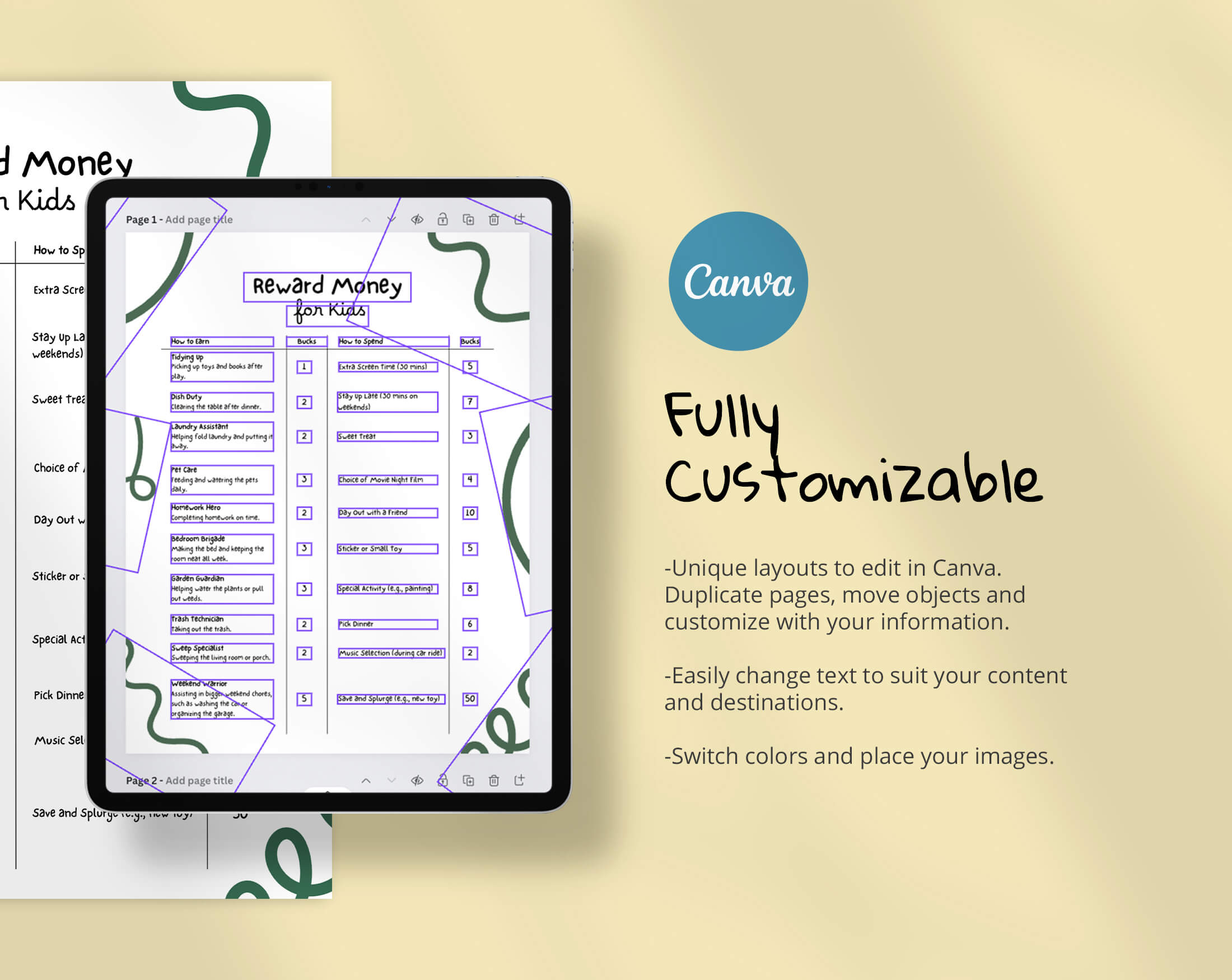 Editable Reward Money for Kids Canva Template | Digital Products with ...