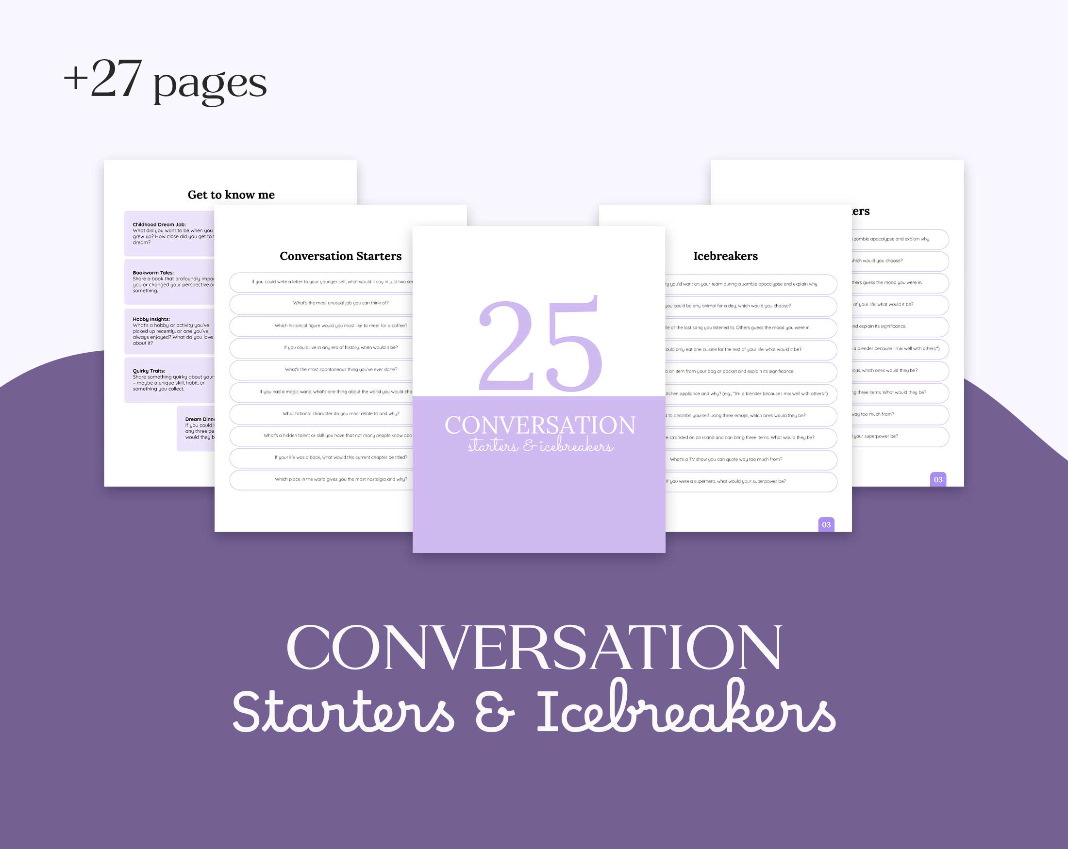 25 Conversation Starters & Icebreakers Editable PDF | Digital Products ...