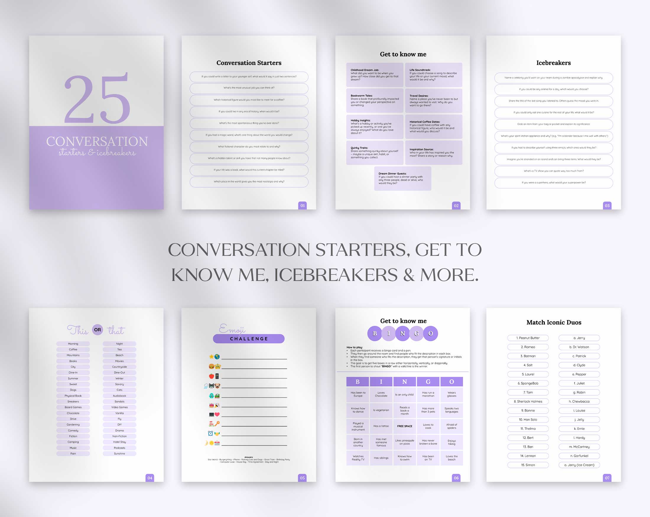 25 Conversation Starters & Icebreakers Editable PDF | Digital Products ...