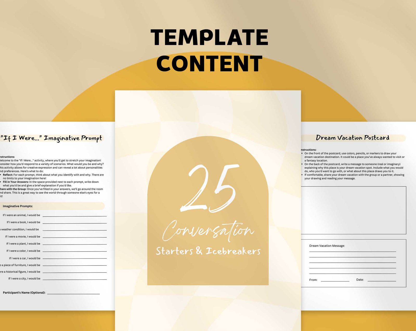 25 Conversation Starters & Icebreakers Canva Template | Digital ...