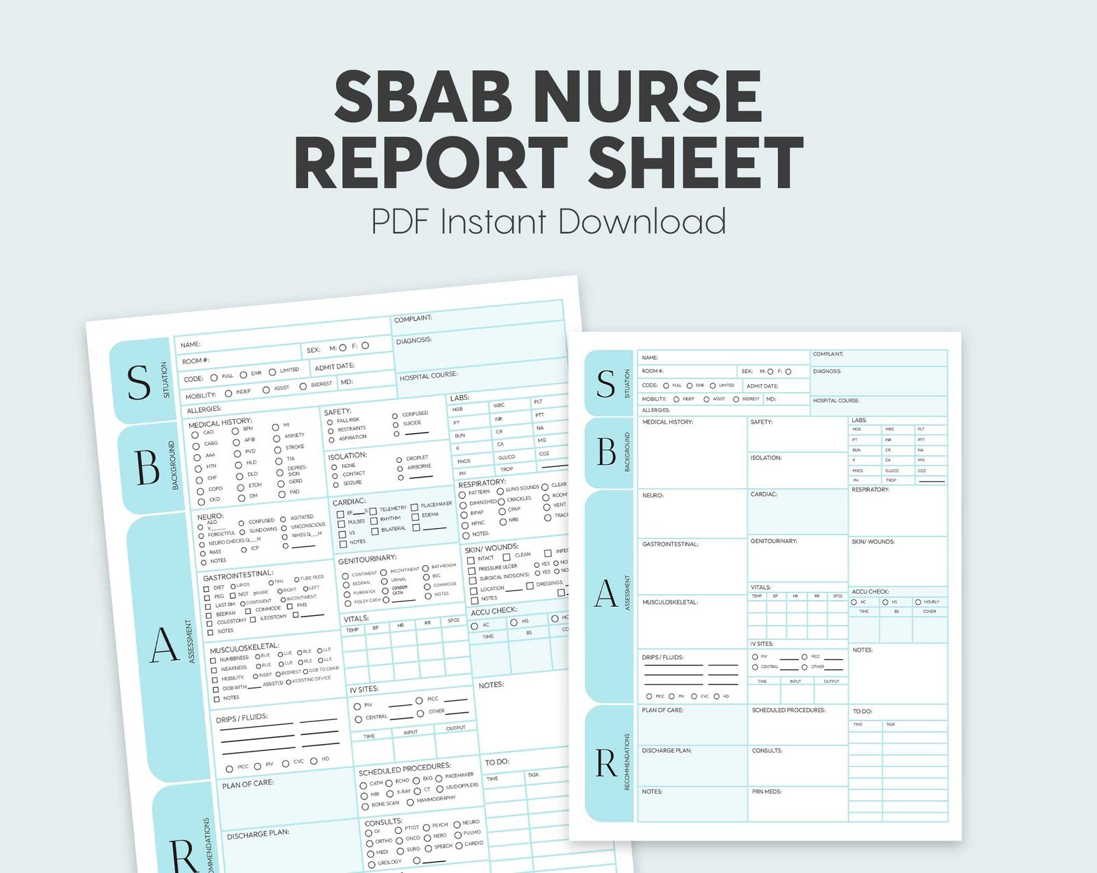 SBAR Nurse Report Sheet | Digital Products with Reselling Rights (PLR)