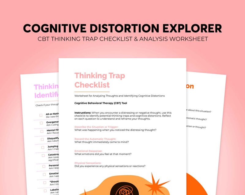 Cognitive Distortion Explorer Checklist & Worksheet | Digital Products ...