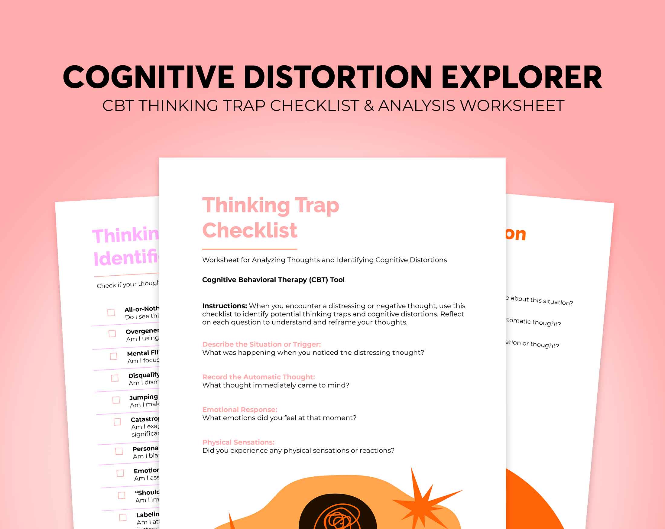Cognitive Distortion Explorer Checklist & Worksheet | Digital Products ...