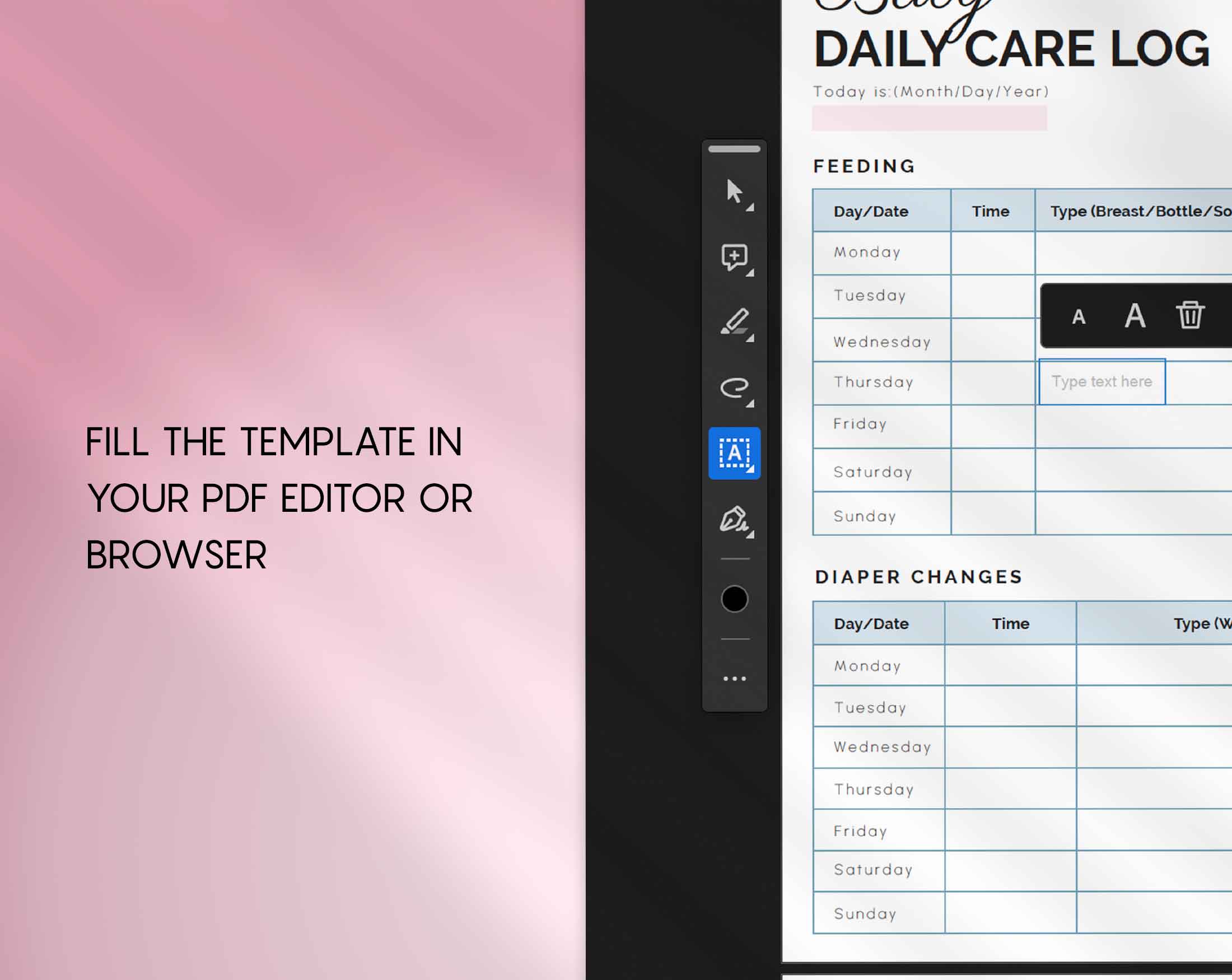 Baby Daily Care Log Comprehensive Tracker | Digital Products with ...