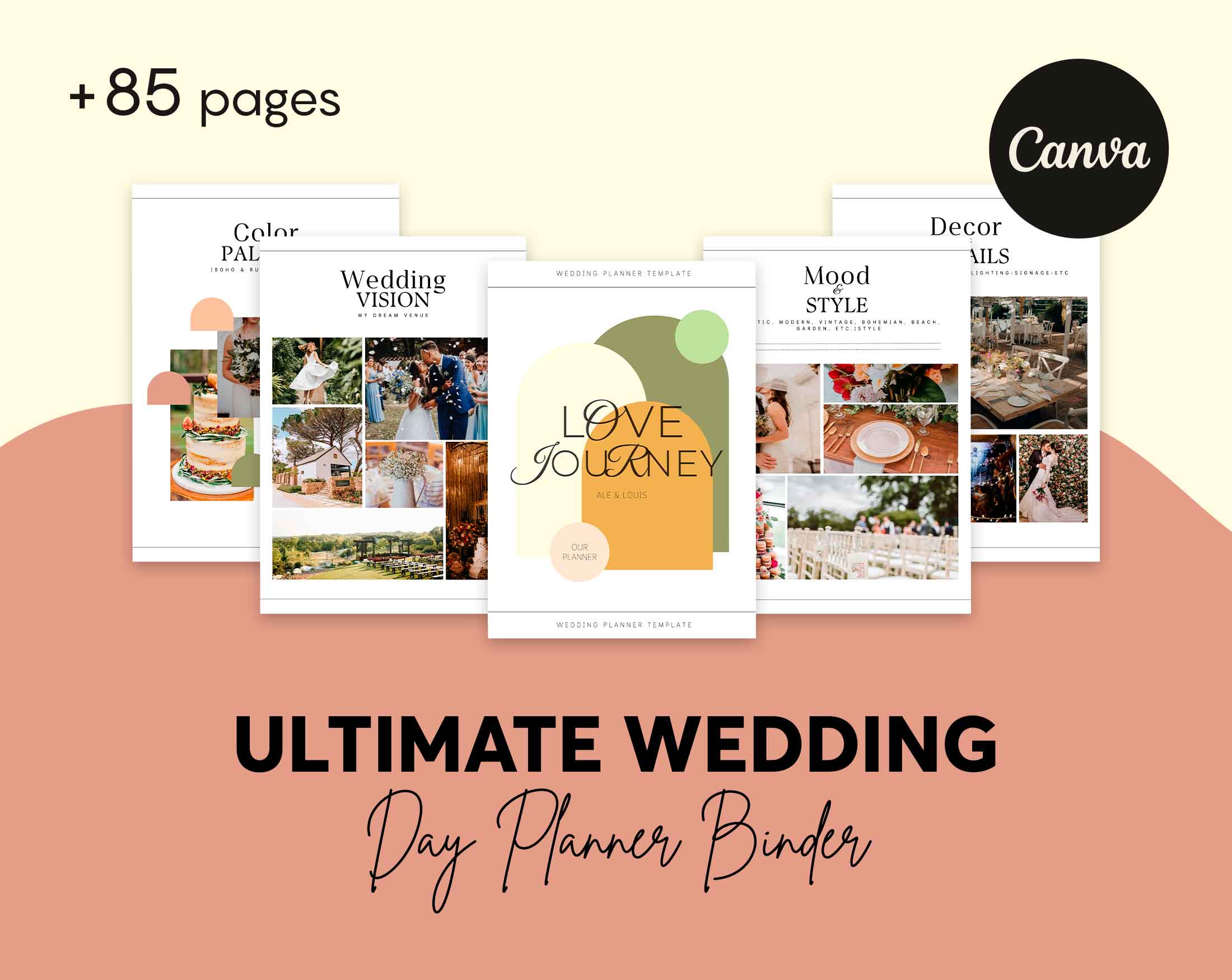 Ultimate Wedding Day Planner Binder Canva Template | Digital Products ...