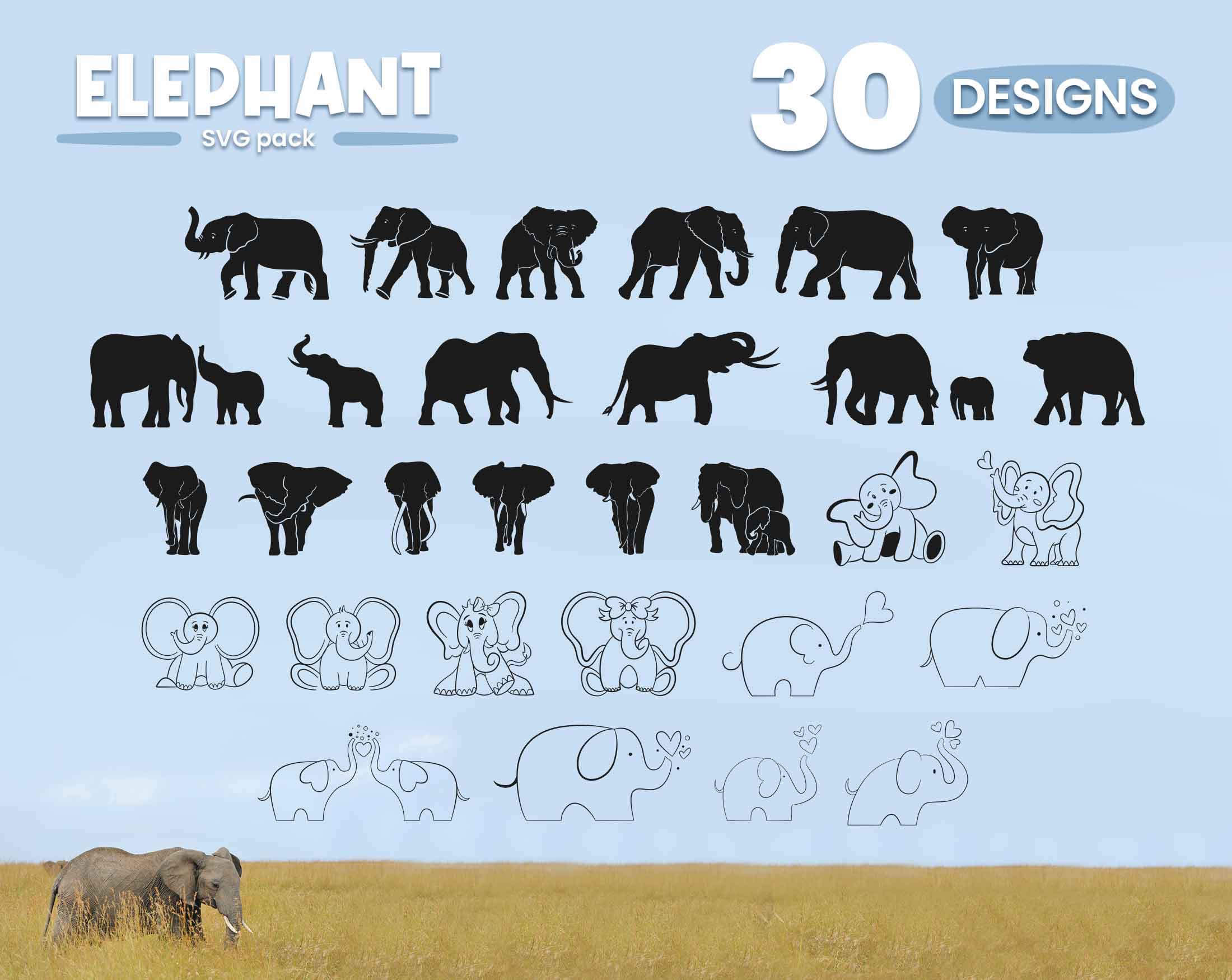 Elephant SVG Pack | Digital Products with Reselling Rights (PLR)