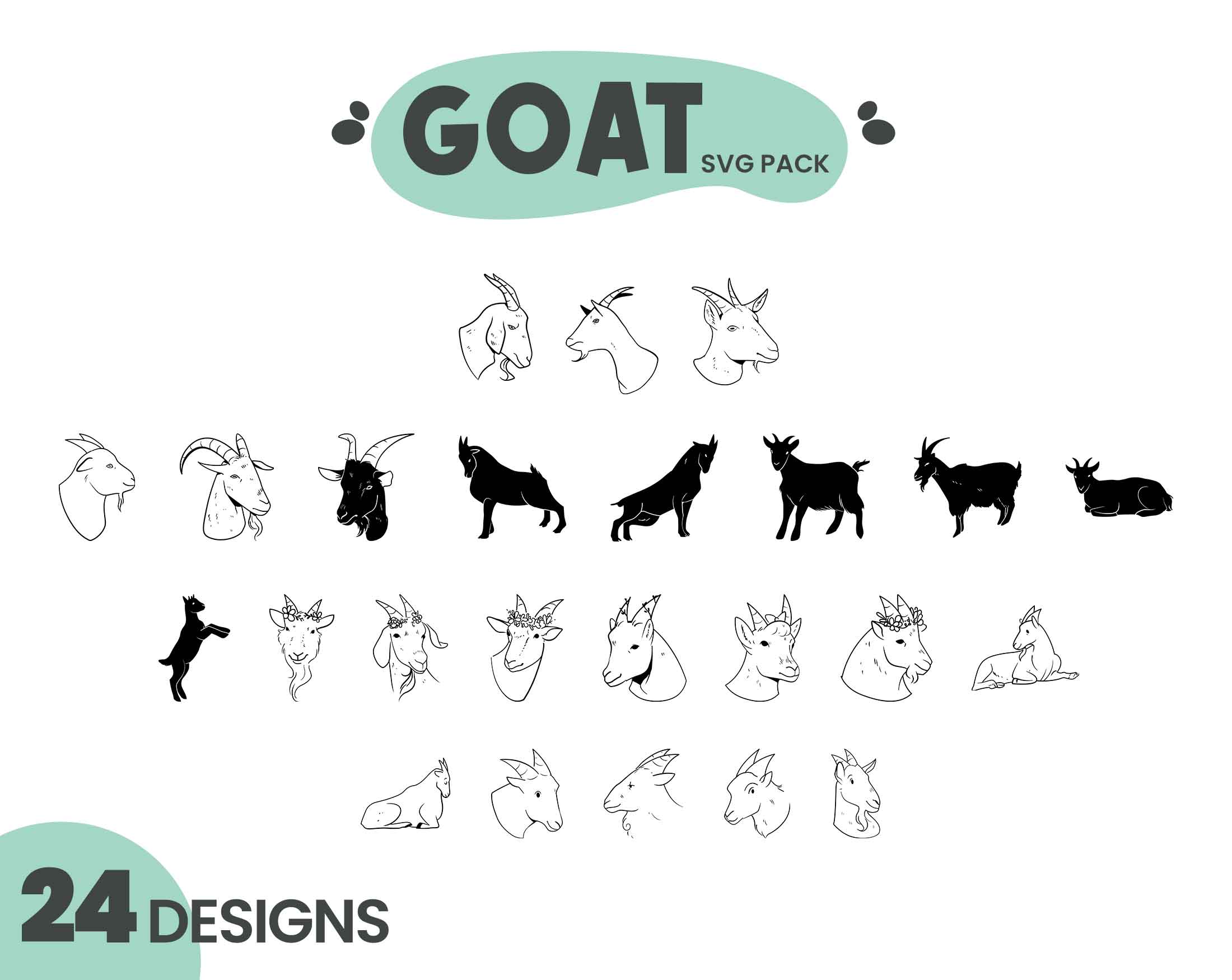 Goat SVG Pack | Digital Products with Reselling Rights (PLR)