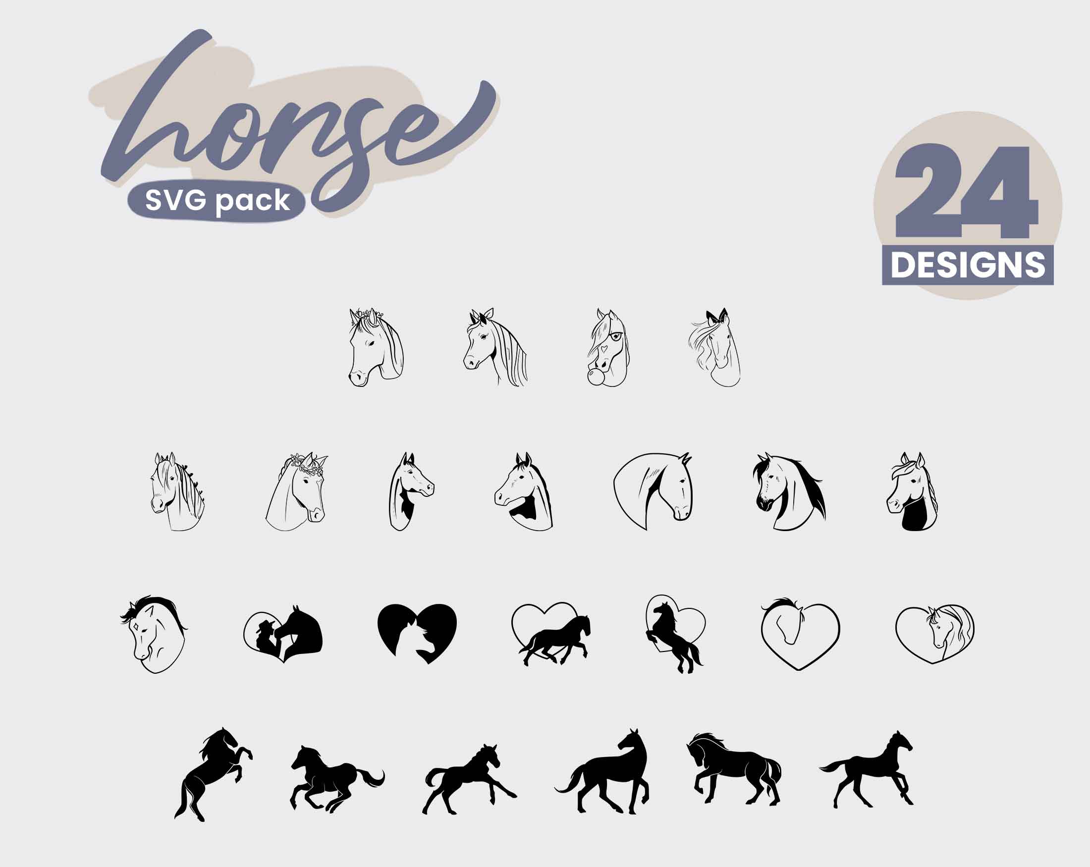 Horse SVG Pack | Digital Products with Reselling Rights (PLR)