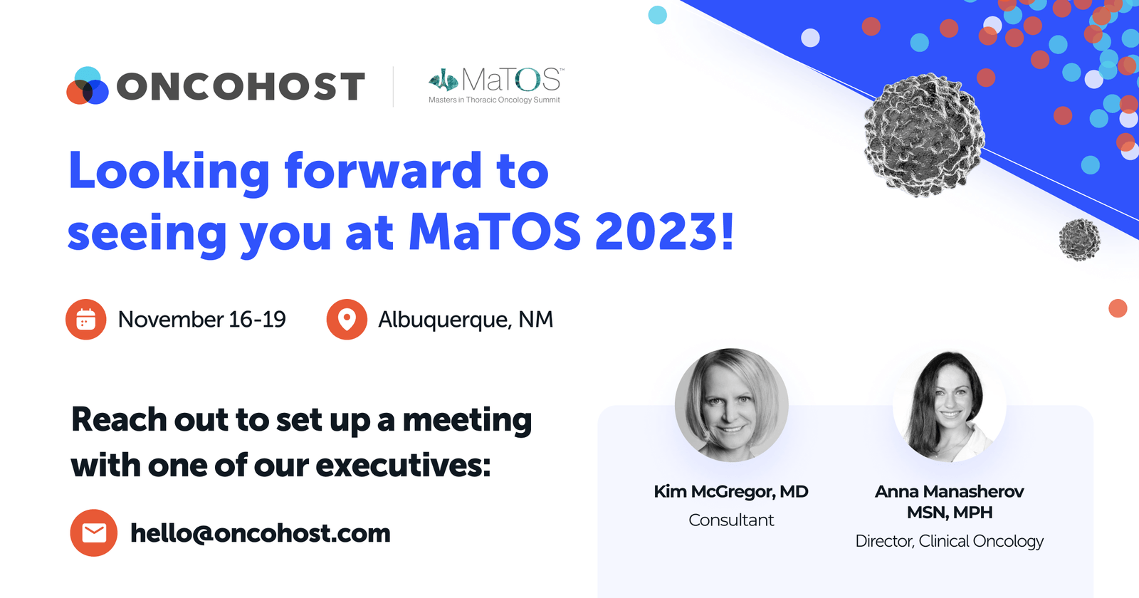 OncoHost attending Masters in Thoracic Oncology Summit (MaTOS) 2023