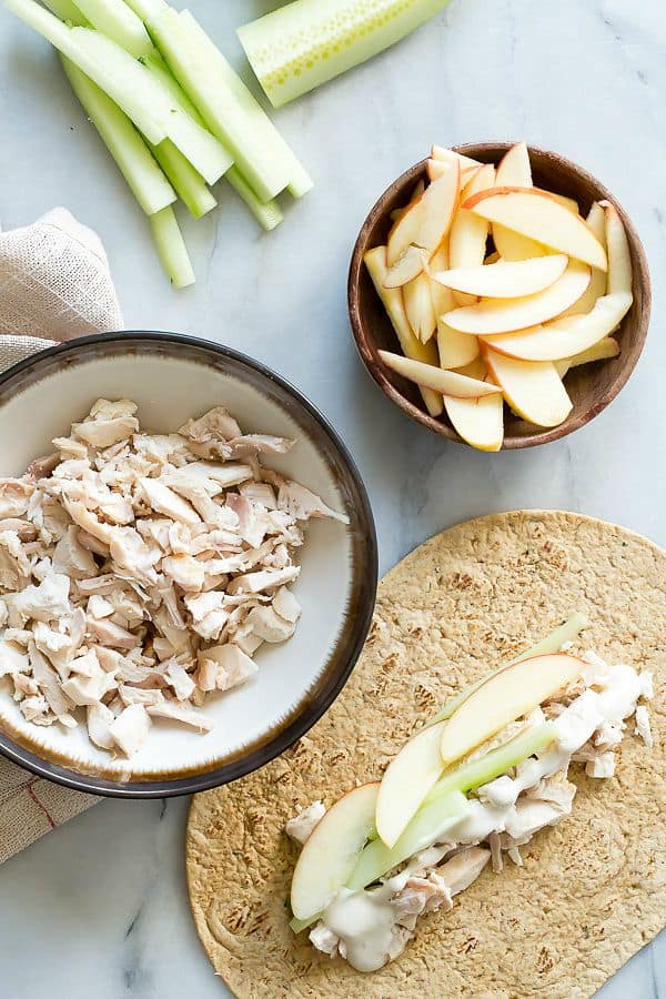 Easy Chicken Wraps with Cucumber and Apple - Foodness Gracious
