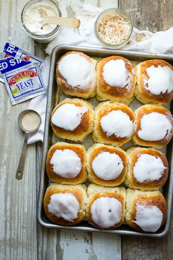 Iced Coconut Buns - Foodness Gracious
