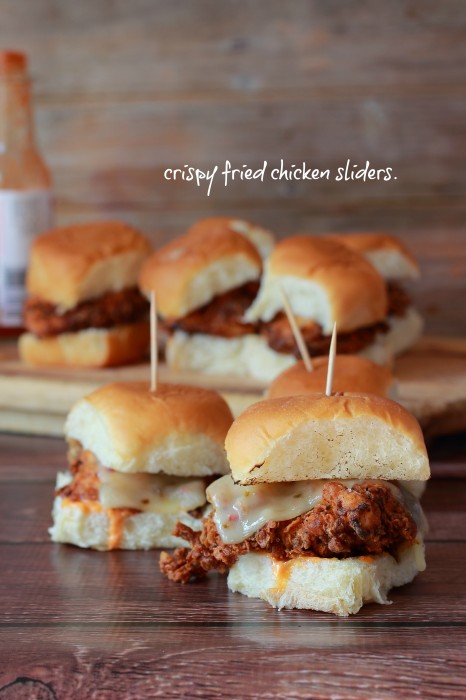Fried Chicken Sliders with Buffalo Sauce - Foodness Gracious