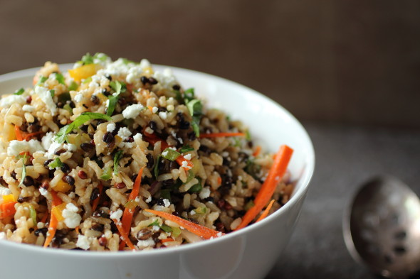 Healthy Multigrain Salad with Feta - Foodness Gracious