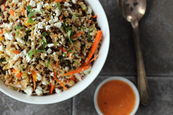 Healthy Multigrain Salad with Feta - Foodness Gracious