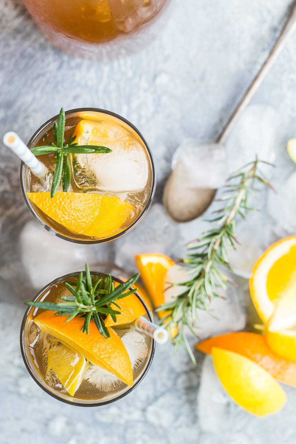 Easy Peach Texas Tea with Rosemary - Foodness Gracious