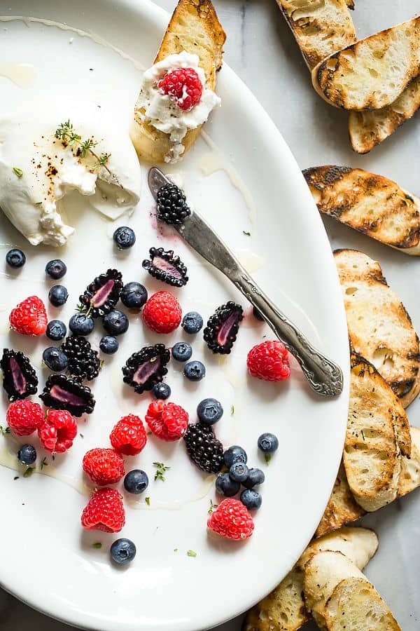 Burrata with Fresh Berries and Honey - Foodness Gracious