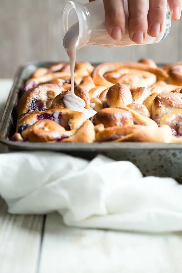 Blueberry Glazed Breakfast Buns - Foodness Gracious