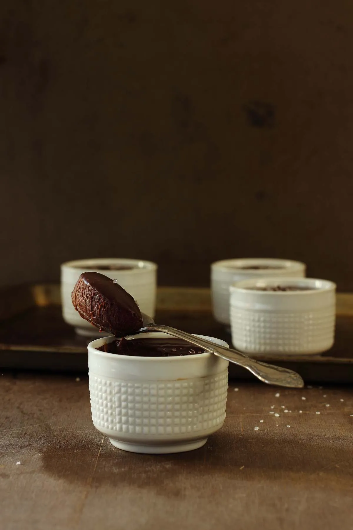 Mini Salted Dark Chocolate Pots - Foodness Gracious