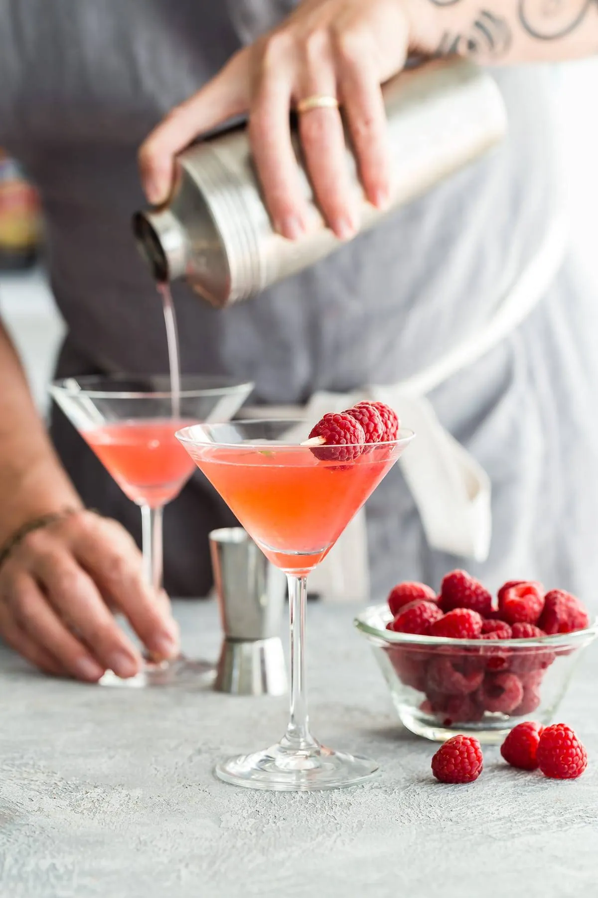Raspberry Martini with Simple Syrup and Lime - Foodness Gracious