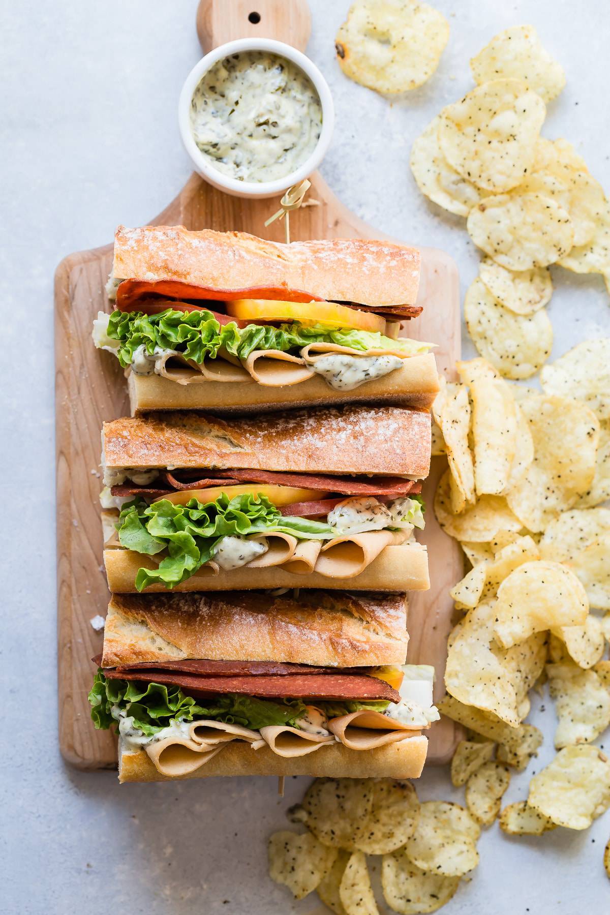 Vegetarian Club Sandwich with Pesto Spread - Foodness Gracious