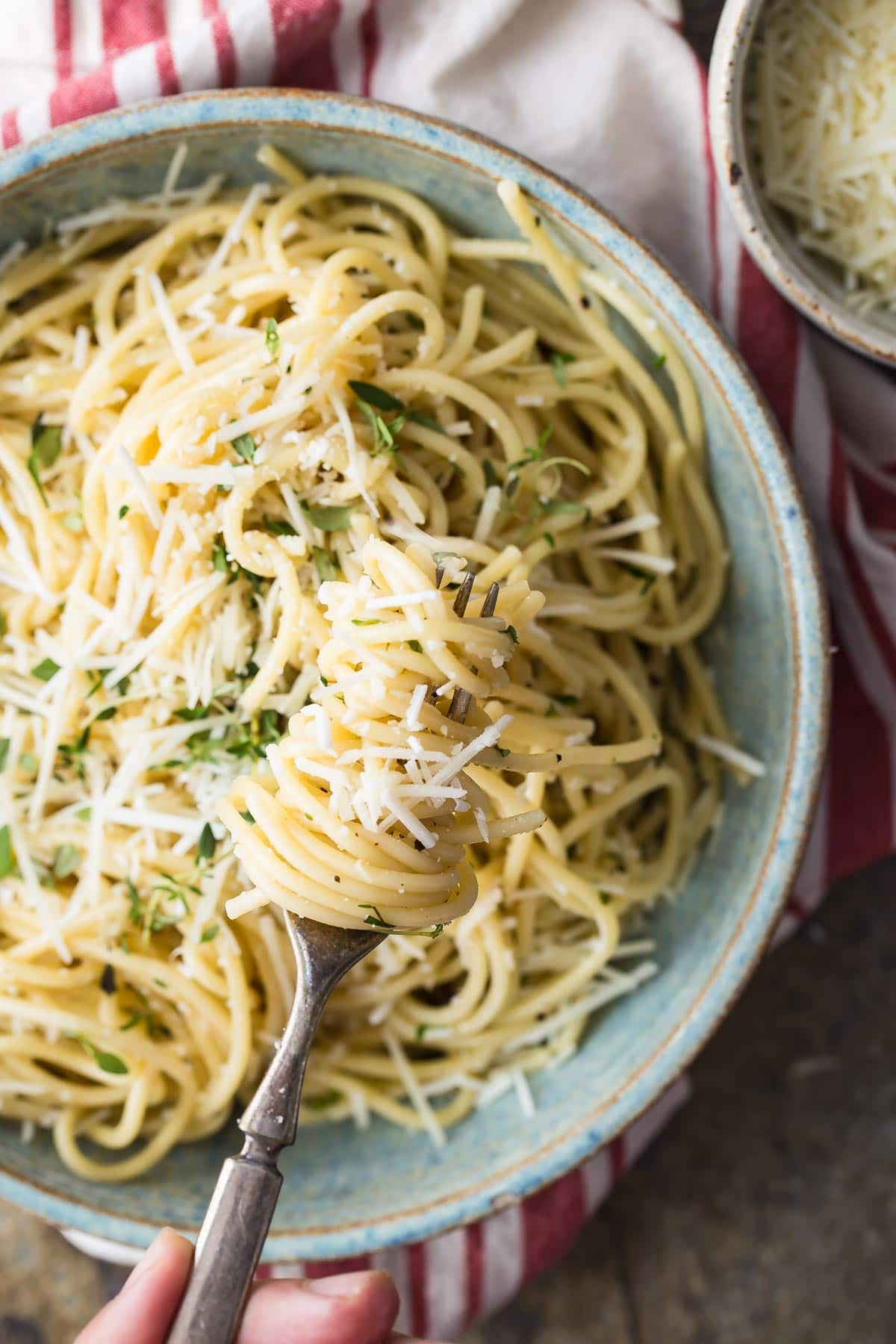 Brown Butter Spaghetti with Mizithra Cheese - Foodness Gracious