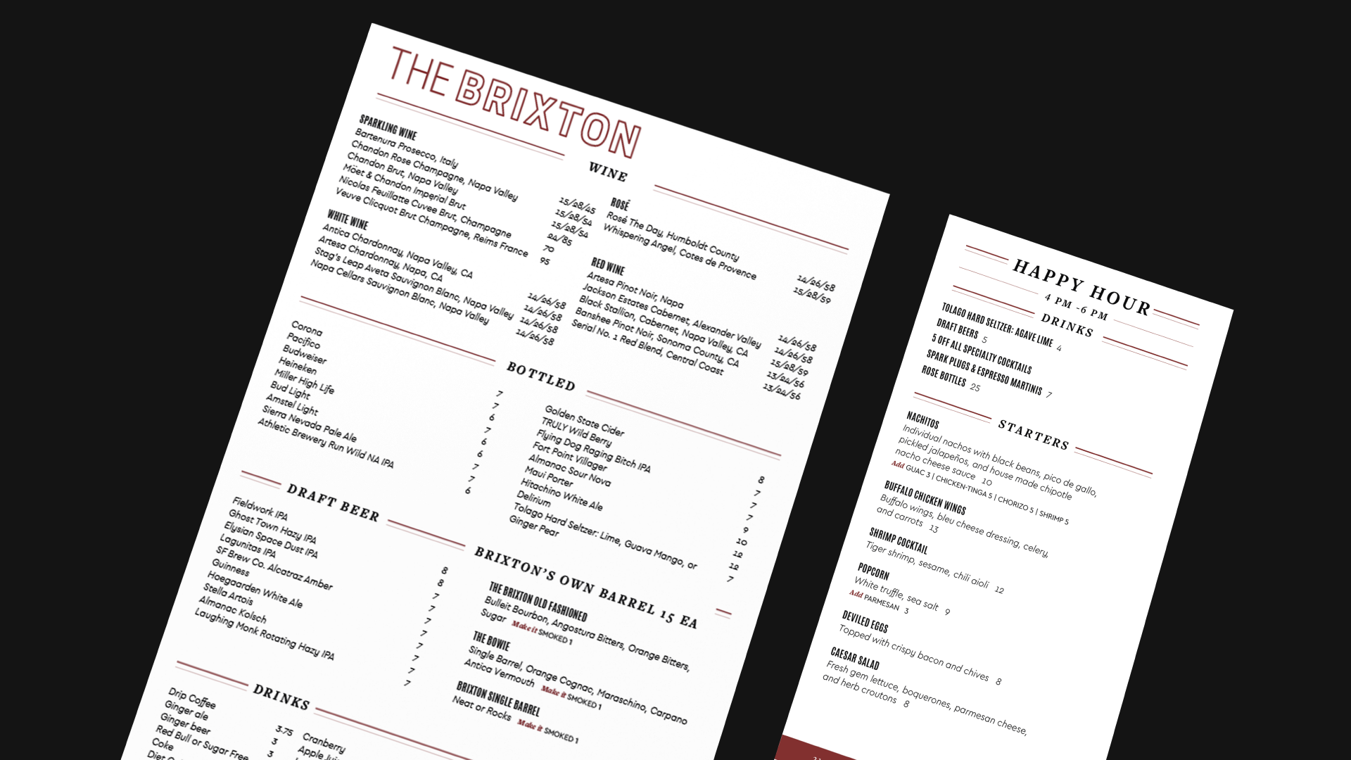 Flapjack Menu Design | The Brixton