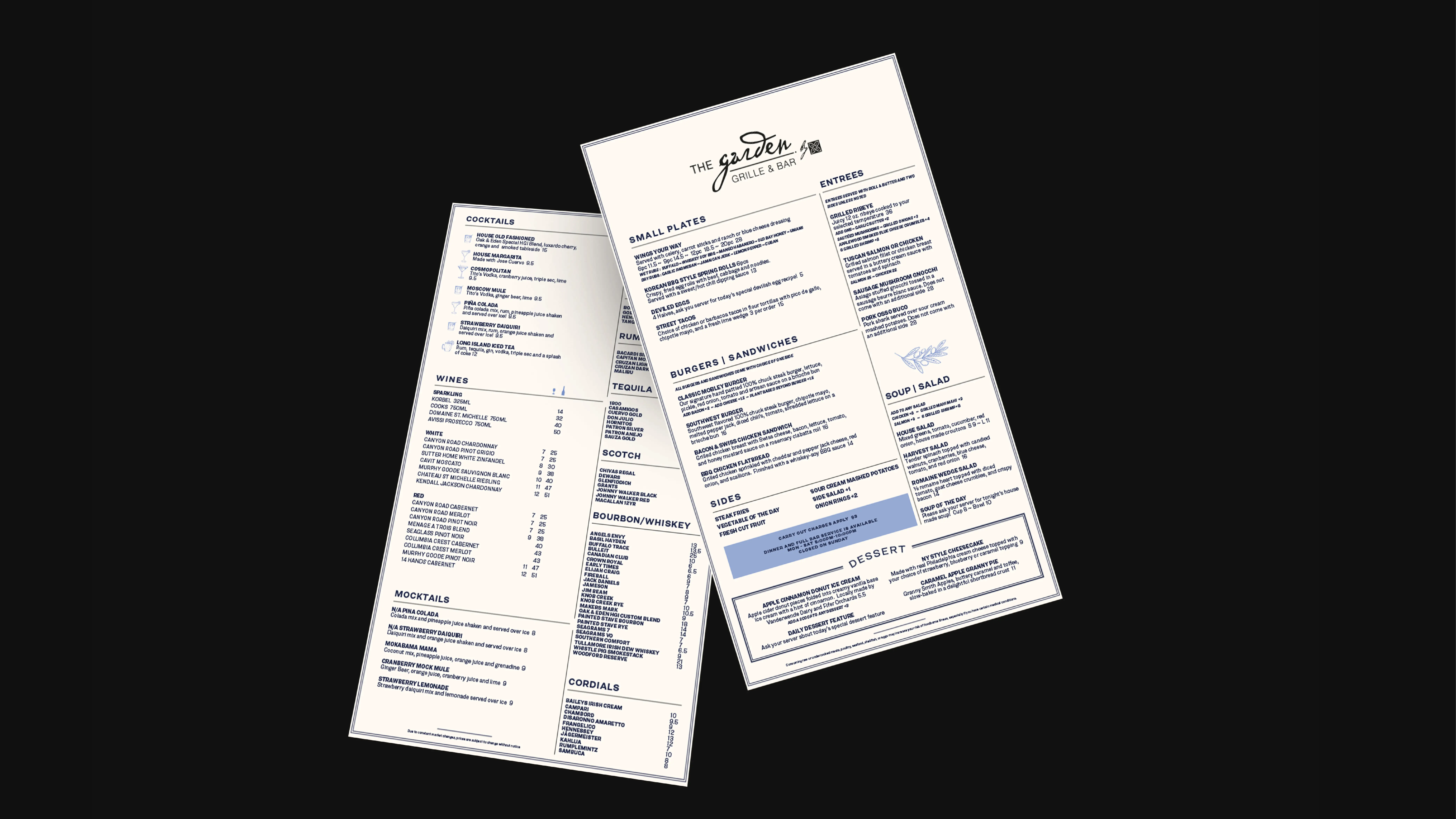 Flapjack Menu Design | Hilton Garden Grille & Bar