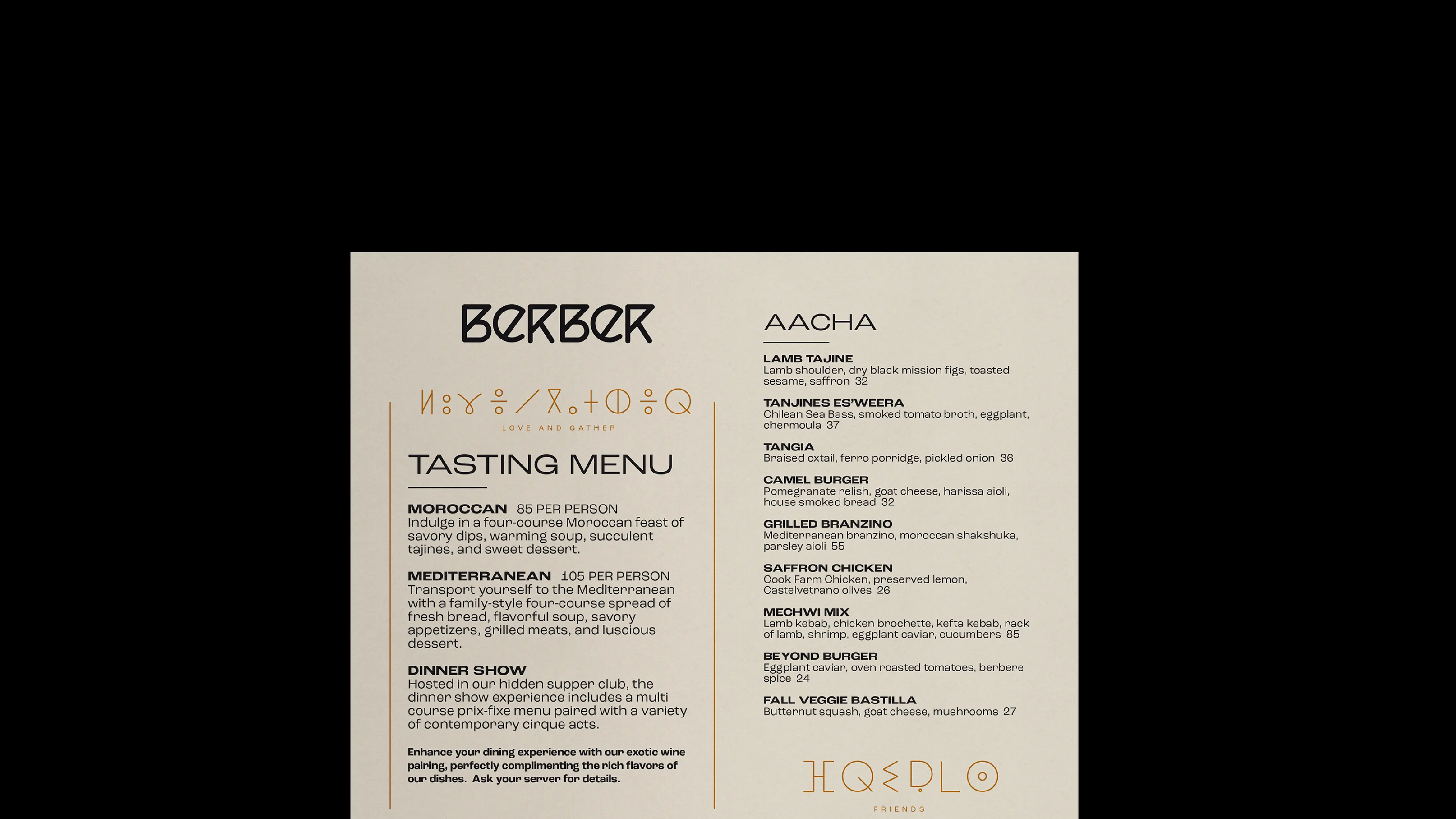 Flapjack Menu Design | Berber