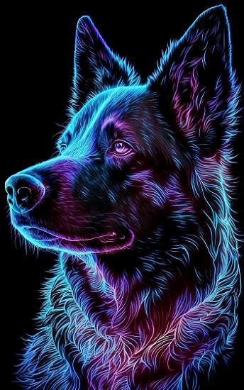 Blacklight dog- AI image of the day on SamurAI