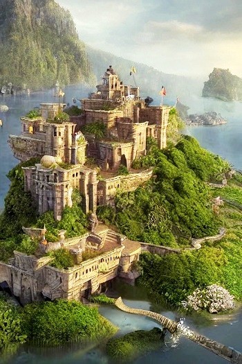 Indian castle surrounded by water and nature- AI image of the day on ...
