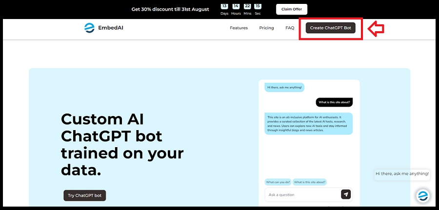 How to build your own AI chatbot for your website with EmbedAI?