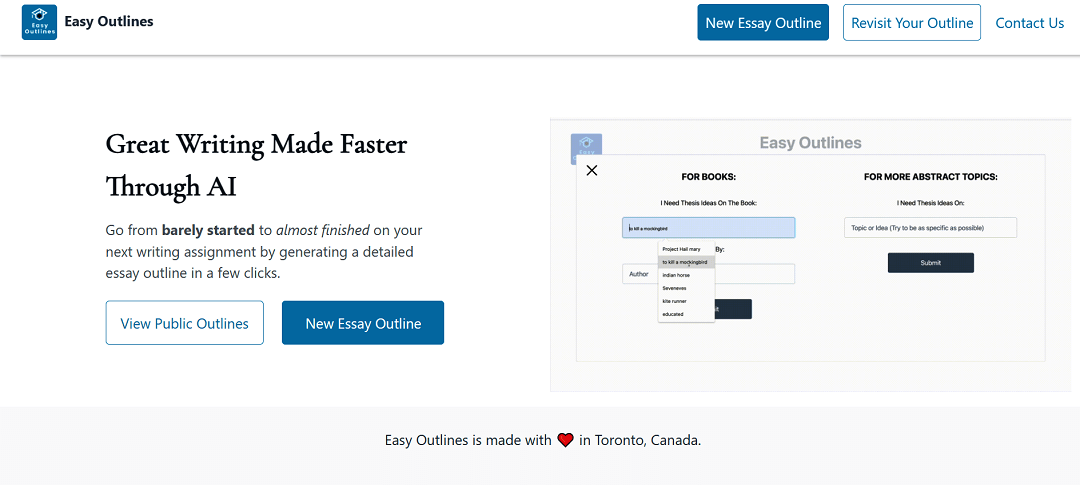Easyoutlines - Best AI apps of 2024