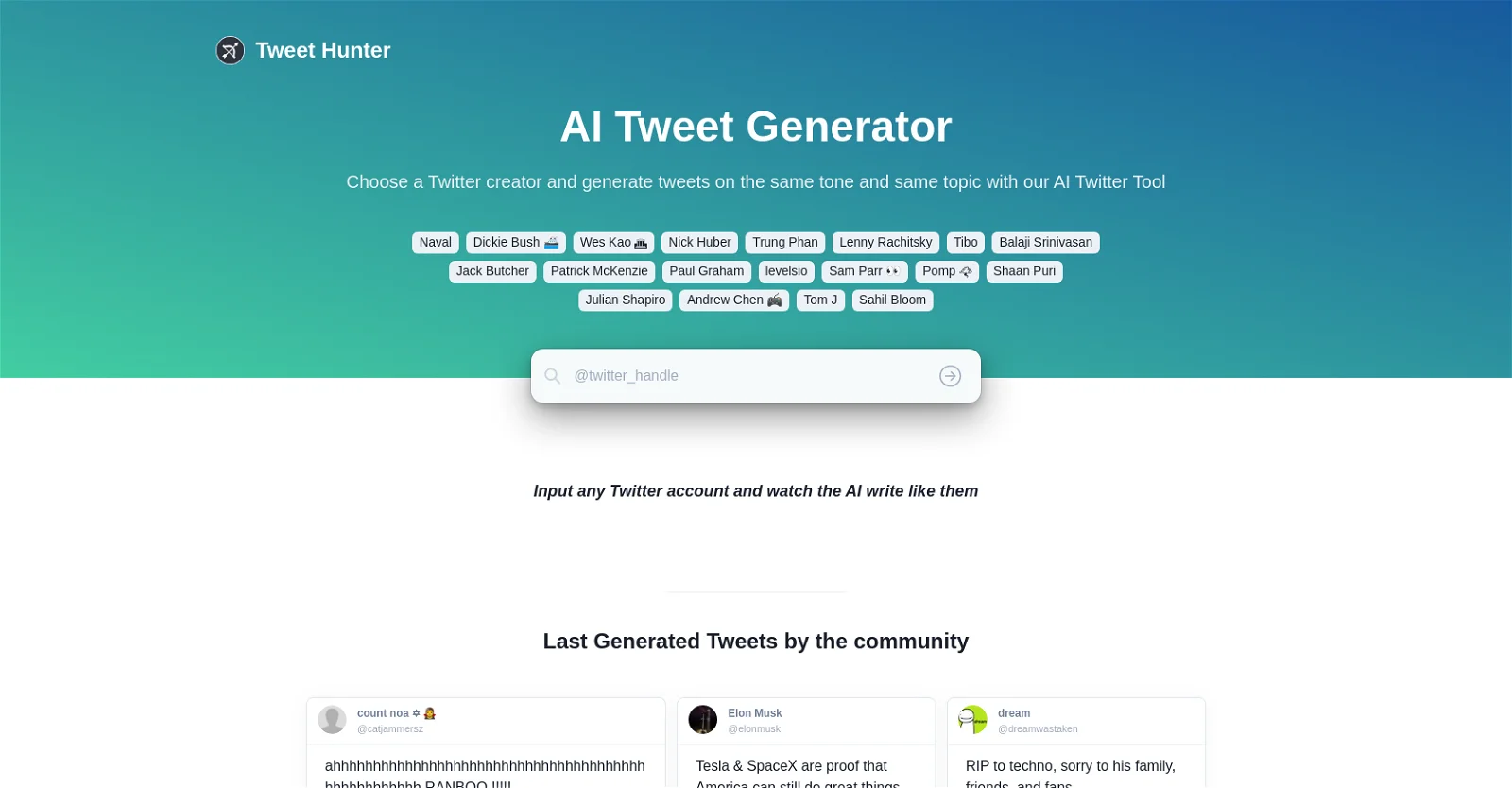 Tweet Hunter - Best AI apps of 2024