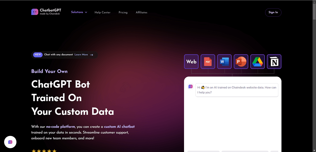 Chaindesk - Best AI apps of 2024