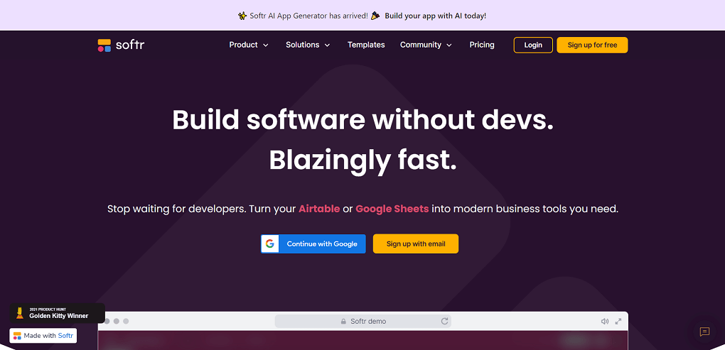 Softr AI - Best AI apps of 2024