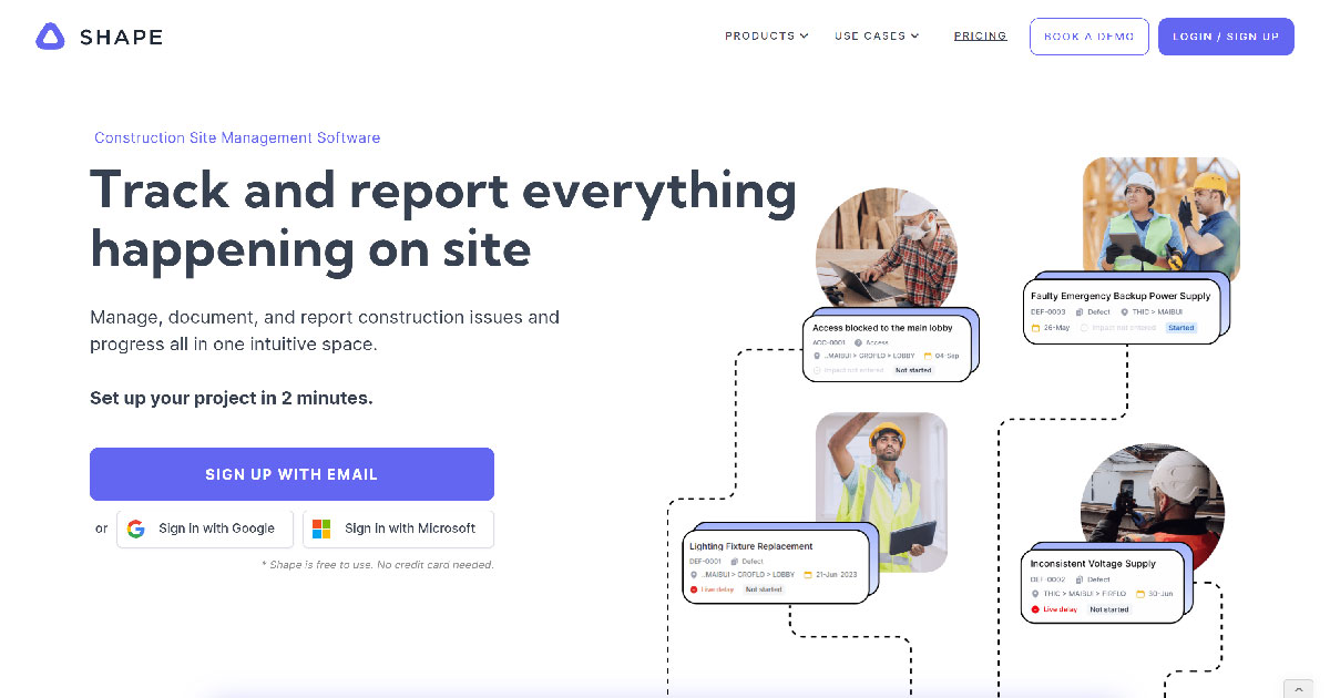 Shape Construction Site Management Software