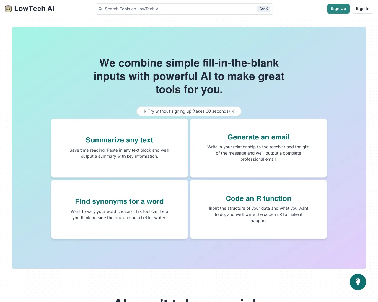 Explore Lowtech 2024: The Ultimate AI Guide - Pricing, Review & Capabilities | Monkey Ai Tools