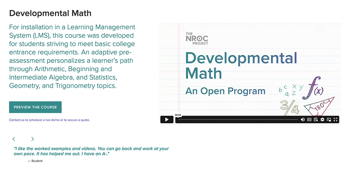 NROC Developmental Math – An Open Program