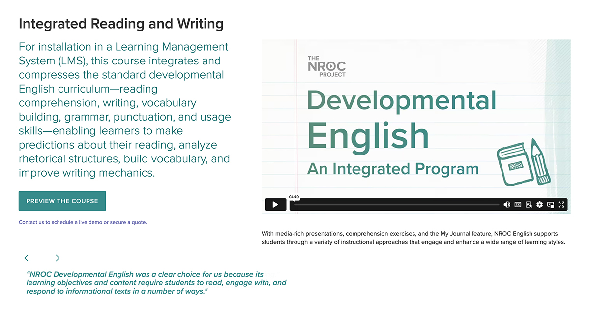 NROC Developmental English – an Integrated Program