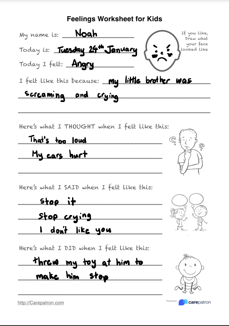 Identifying Feelings Worksheet