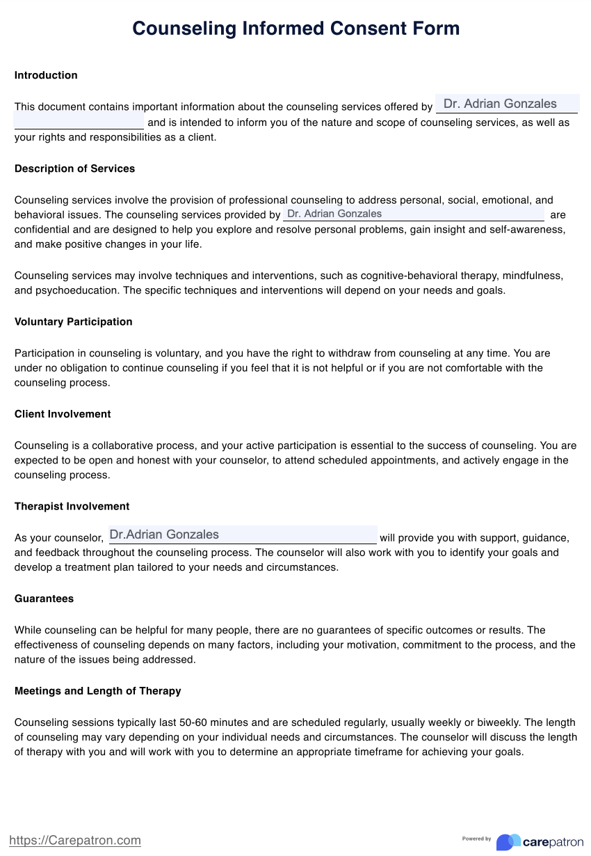 Informed Consent Form Counseling
