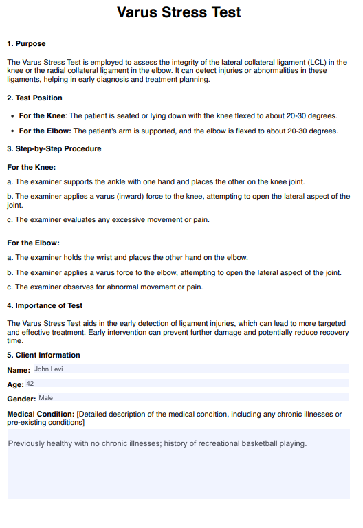 Elbow Varus Stress Test