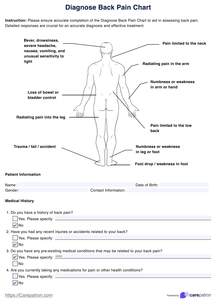 Lumbar Pain Chart