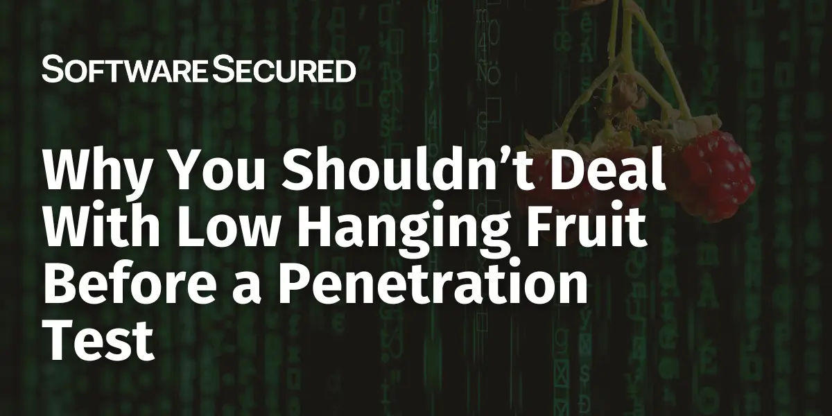 Why You Shouldn’t Deal With Low Hanging Fruit Before a Penetration Test