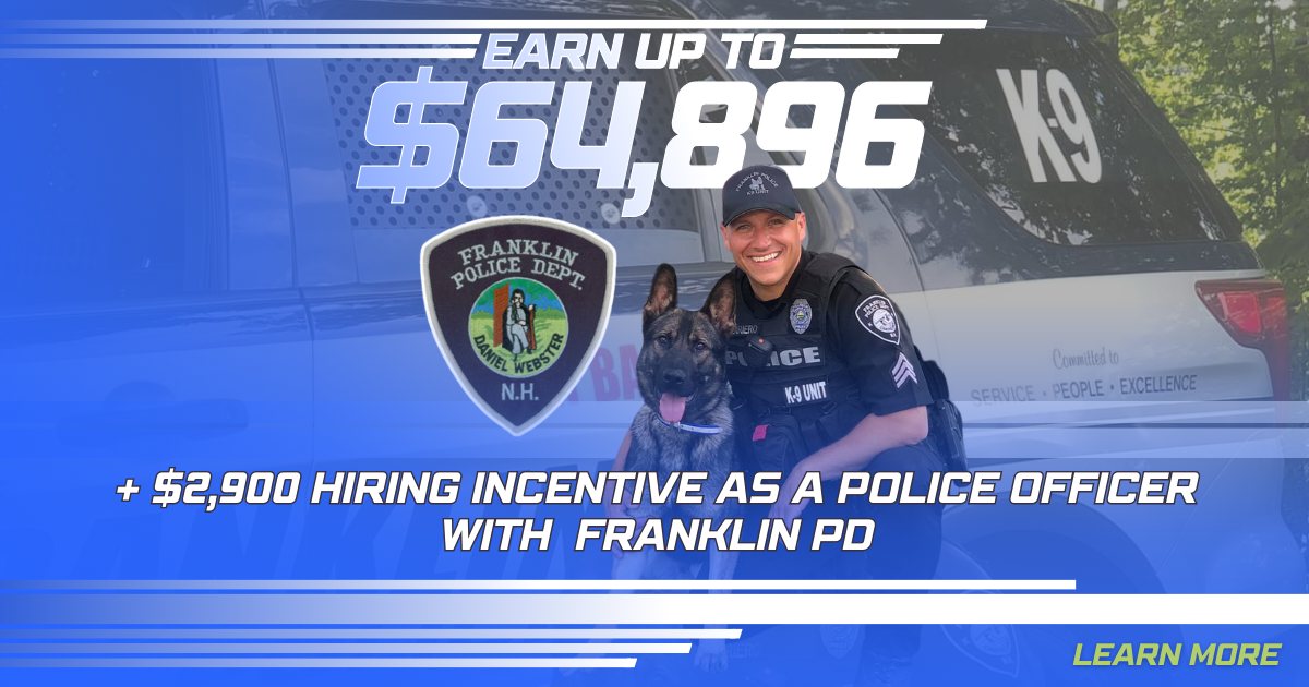 Earn up to $64,896/year as a Franklin PD Police Officer.